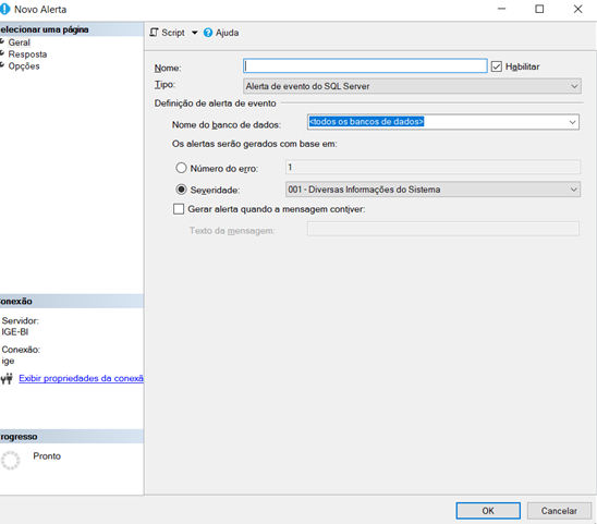 MS SQL Server - Alertas